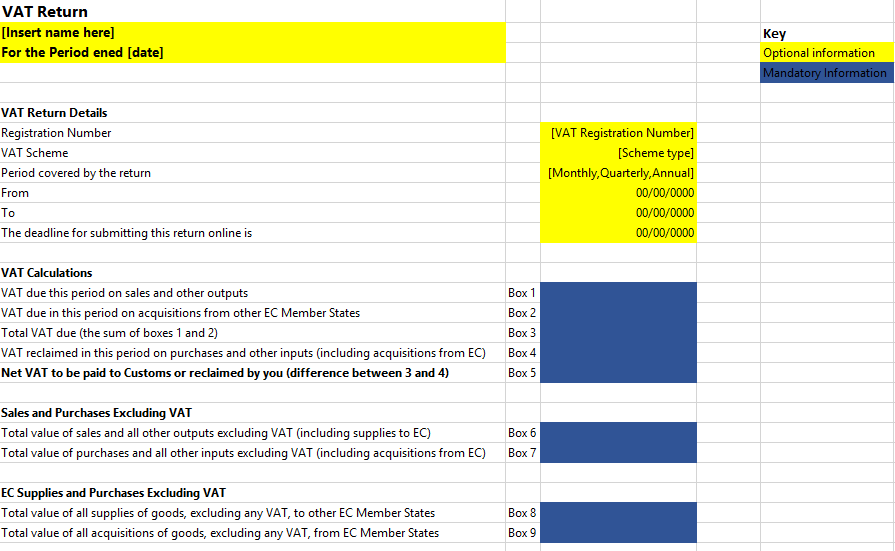 CCH OneClick : MTD for VAT - VAT Spreadsheet Template and creating ...