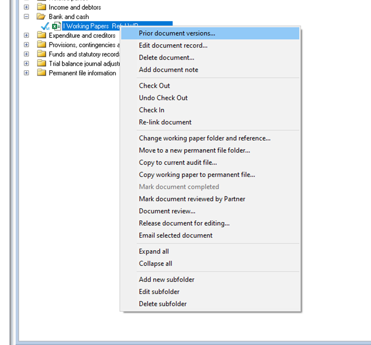 CCH Audit Automation SQL : How to revert document to a prior version