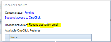 CCH OneClick : How do I resend the activation email for a OneClick user?