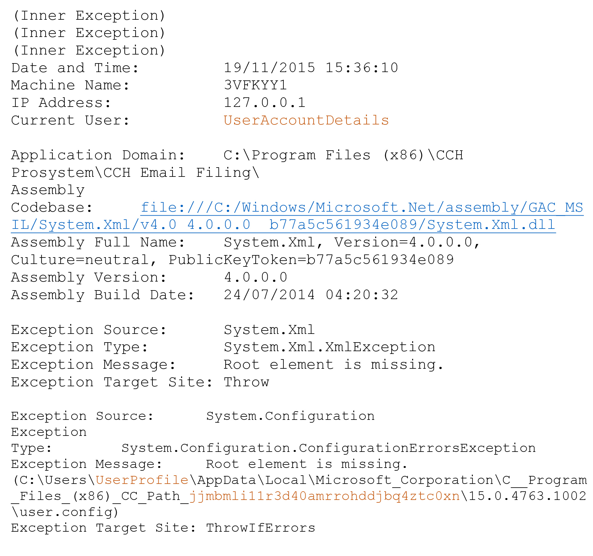CCH Document Management : Email/Document plugin failure to load, error: Root element is missing