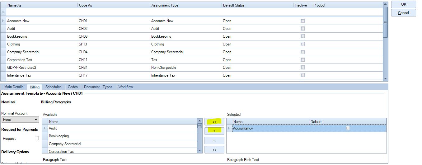CCH Practice Management : Billing Paragraph Showing "No Text" on stage 3 of Billing Wizard