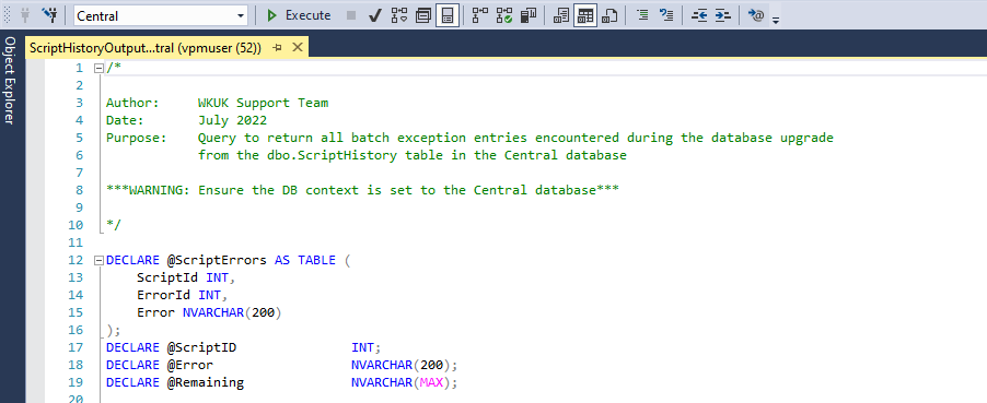 CCH Central : Technical - How do I retrieve the database upgrade errors ...
