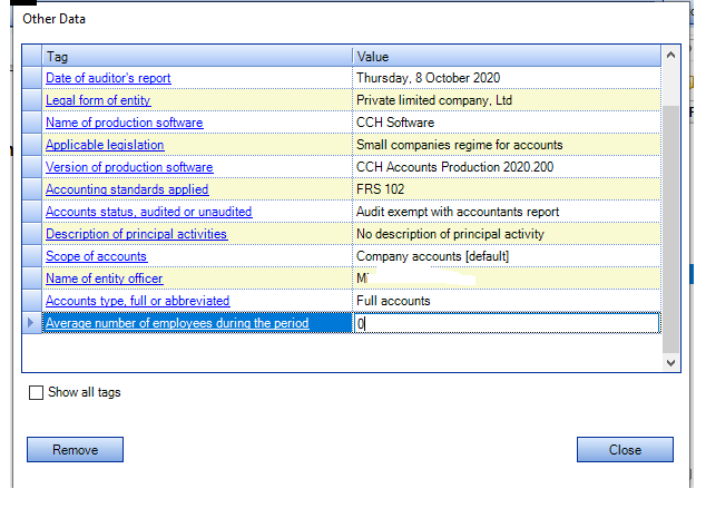 CCH iXBRL Review & Tag : Validation error 9999 Average Number of ...