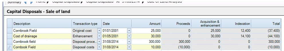 CCH Corporation Tax : Capital Gain - Entering the information necessary ...