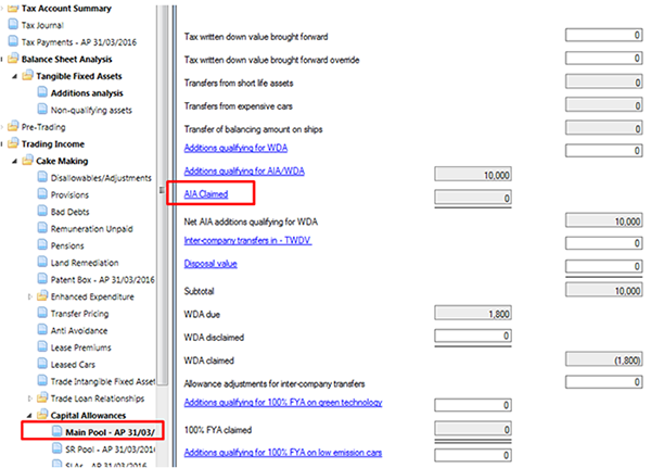 CCH Corporation Tax : Balance Sheet - Entering an analysis of my Additions in order to Claim ...