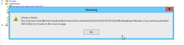 CCH Audit Automation SQL : Why am I not able to check in or check out or undo check out for an ...
