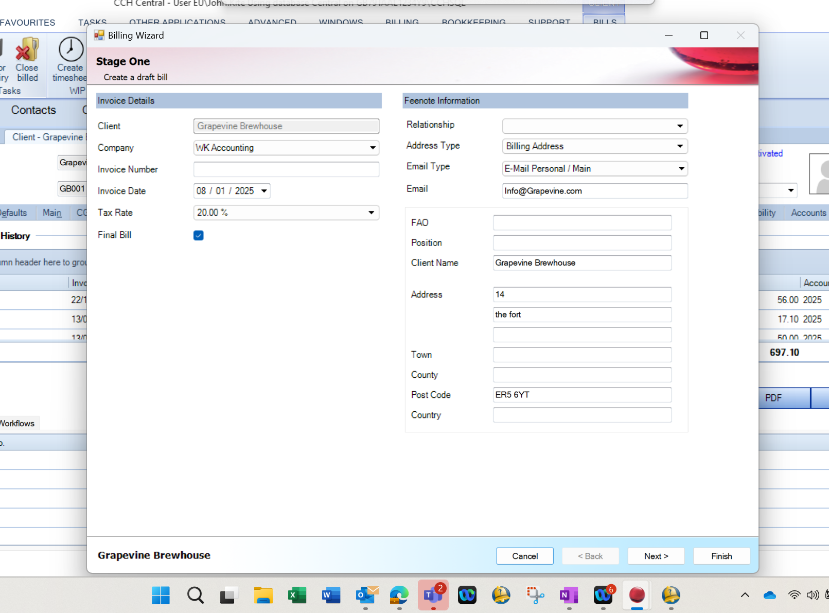 CCH Practice Management - I cannot see the Billing Wizard Popup Box - It appears to be off ...